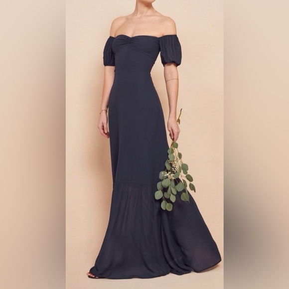 Reformation | Dresses | Reformation Nwt Farrow Navy Blue Evening Gown ...
